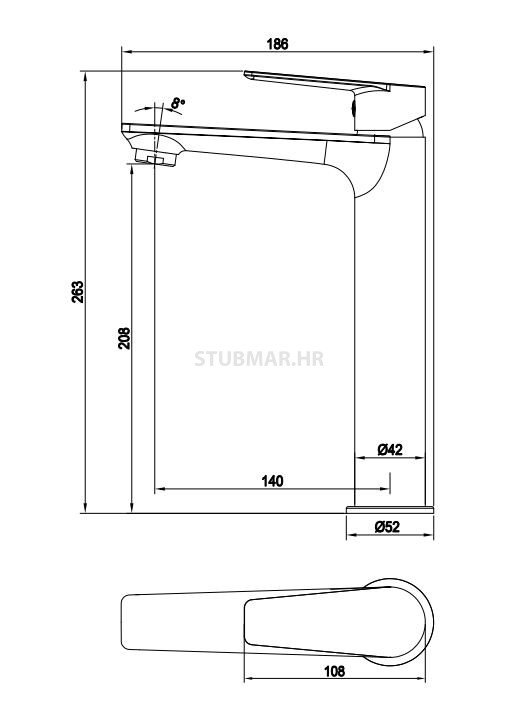 Armal Topaz slavina za umivaonik visoka - gun metal